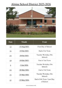 Alpine School District Calendar 2025-2026 [Holidays]